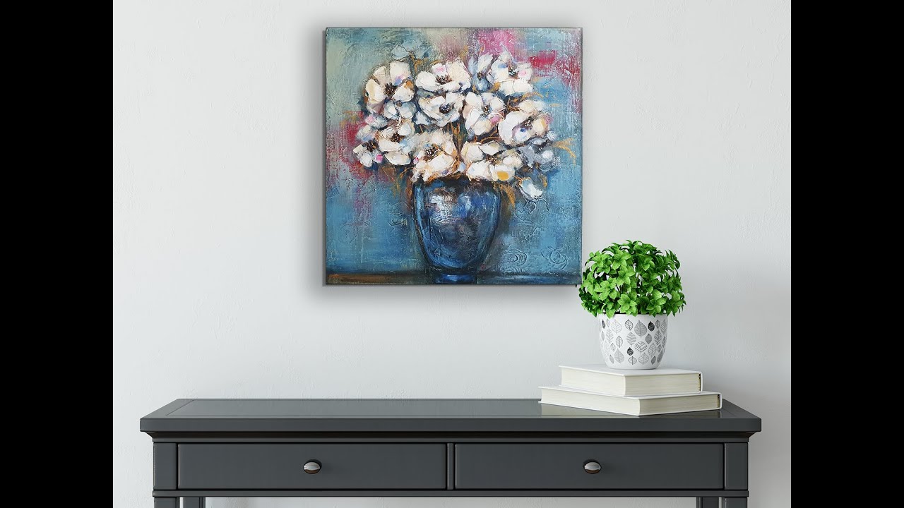 Acrylic Still Life Painting Tutorial/Textured Flowers/MariArtHome - YouTube