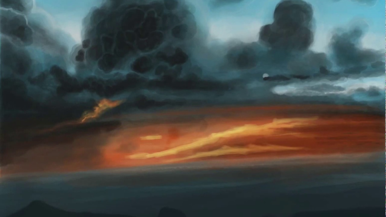 Cloudy sky painting on procreate - YouTube