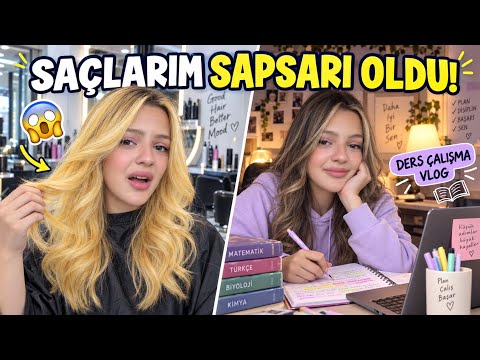 KUAFÖR DE SAÇLARIM SAPSARI OLDU VE DERS ÇALIŞMA VLOG