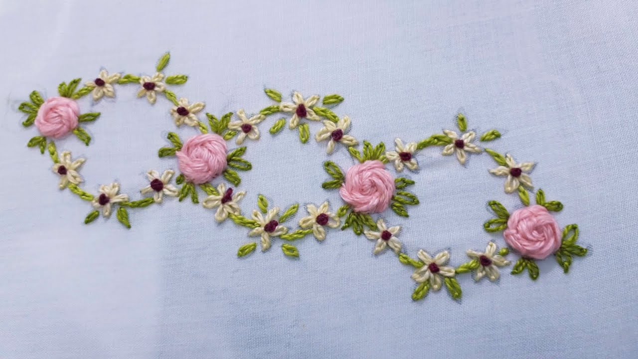 149- Hand embroidery| Hand embroidery easy border design with basic ...
