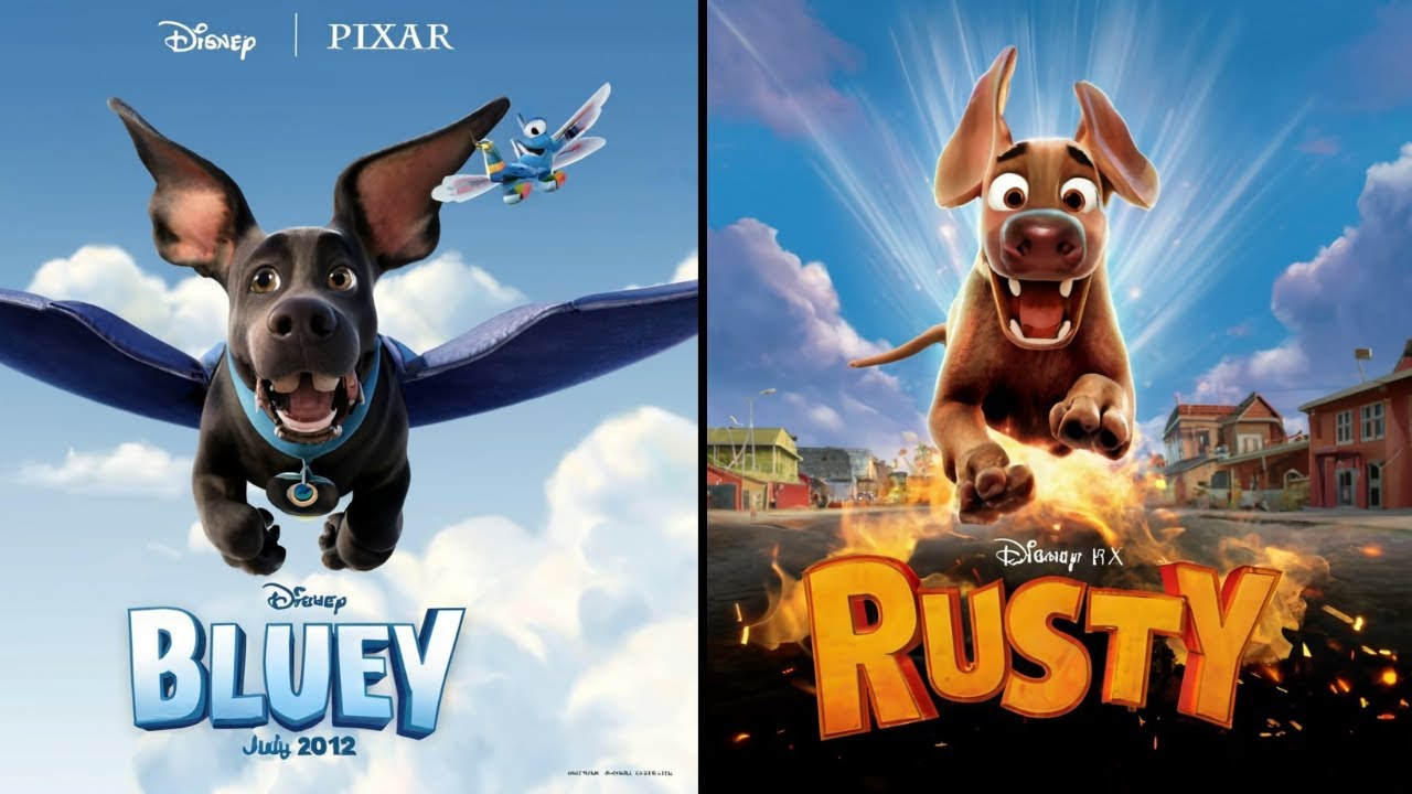 BLUEY Characters In AI DISNEY PIXAR MOVIE POSTERS Favorite Drink + Food ...