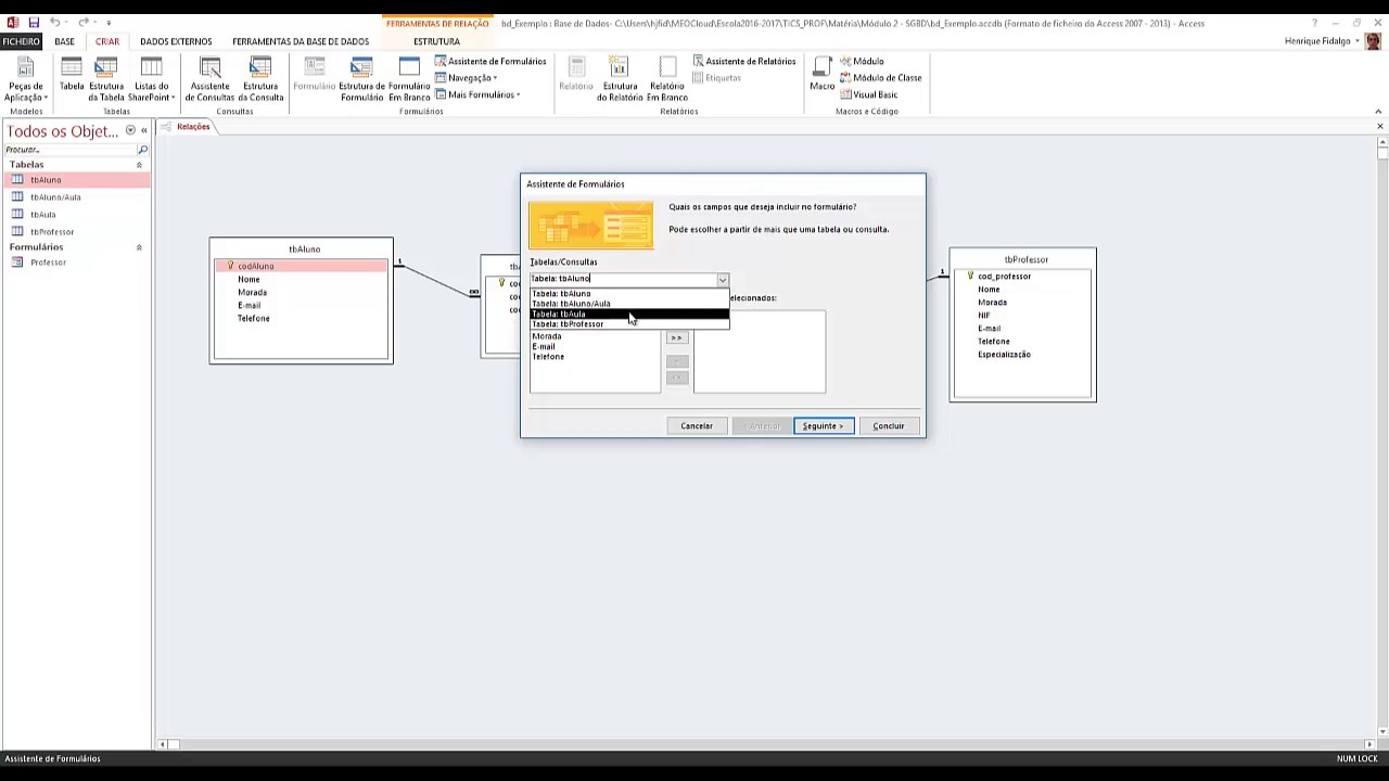 Aula 5 SGBD Formulários no Access - YouTube
