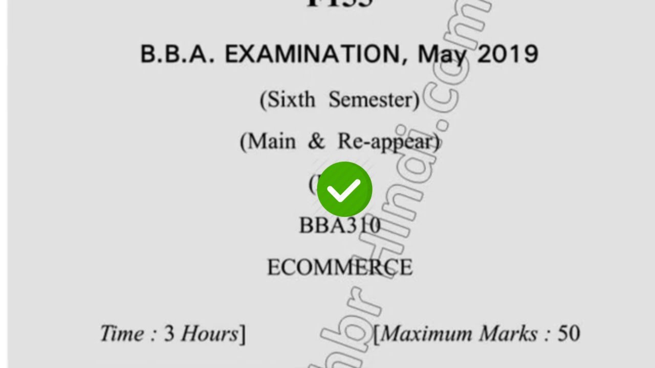 2019 Dcrust BBA 6th Sem E Commerce Question Paper - YouTube