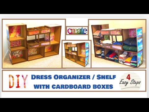 DIY dress organizer with cardboard boxes | DIY cupboard for clothes ...