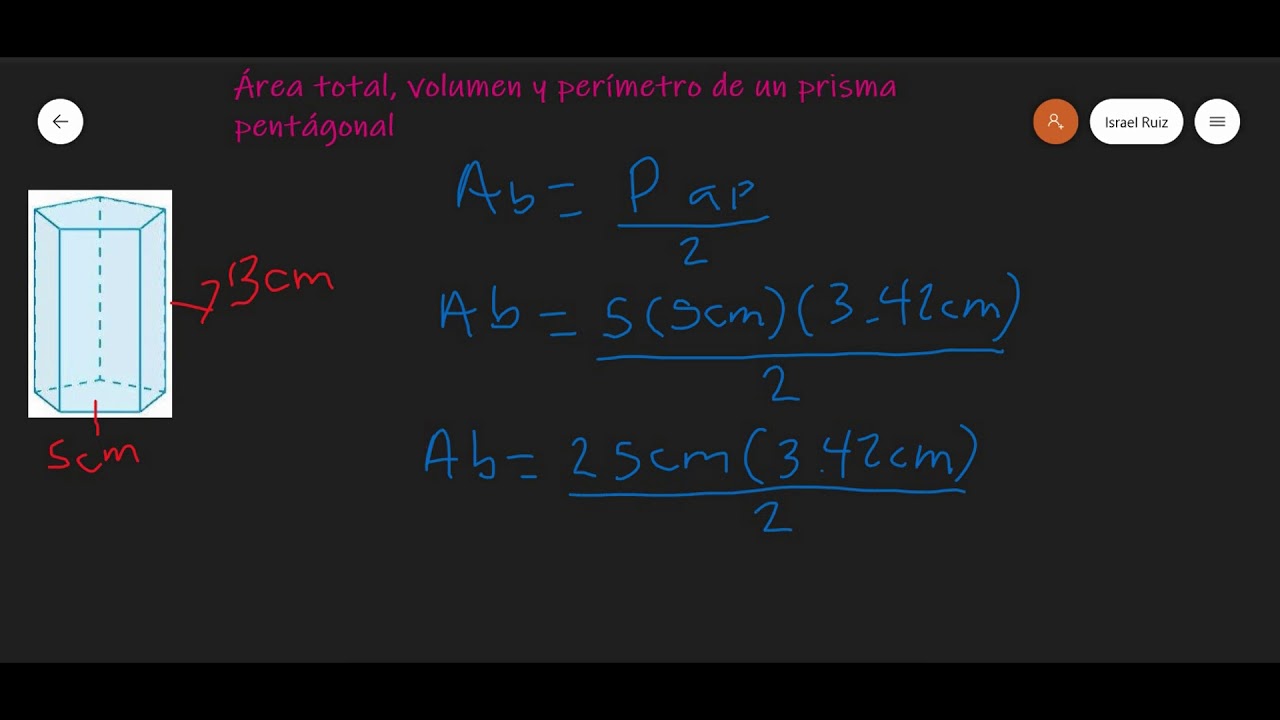 Área total, volumen y perímetro de prisma pentagonal - YouTube