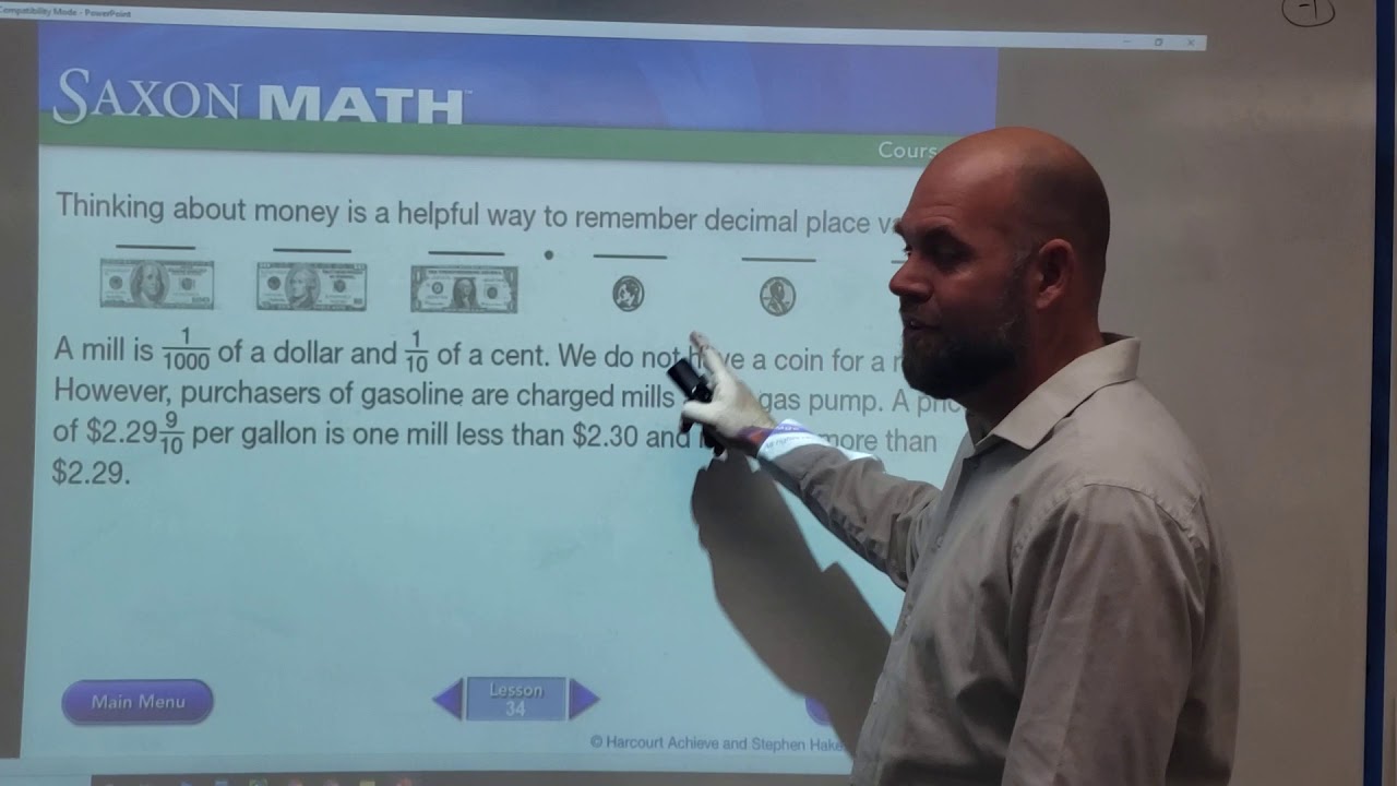 Lesson 34: Decimal place value (Saxon Math, Level 6) - YouTube