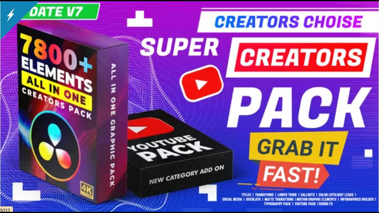 Super Creators Pack (7800+ Elements) - Super Creators Pack for DaVinci ...