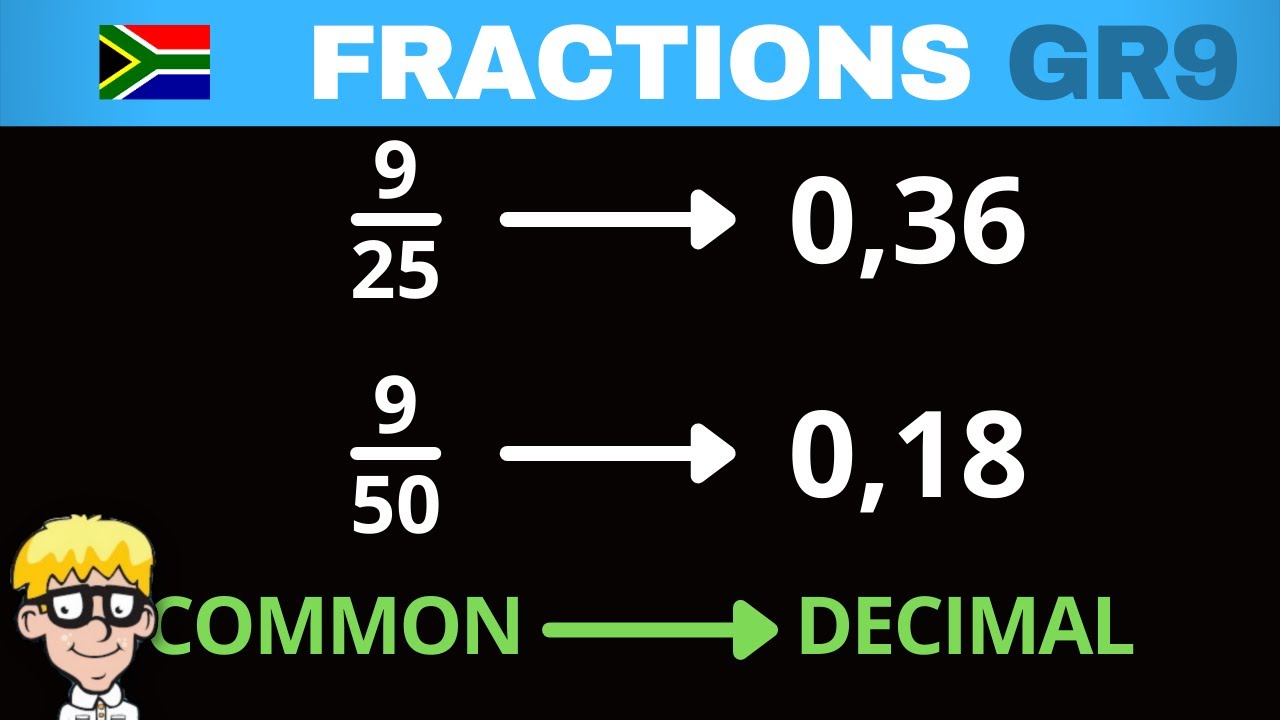 Decimal Fractions Grade 9: Convert common to decimal - YouTube