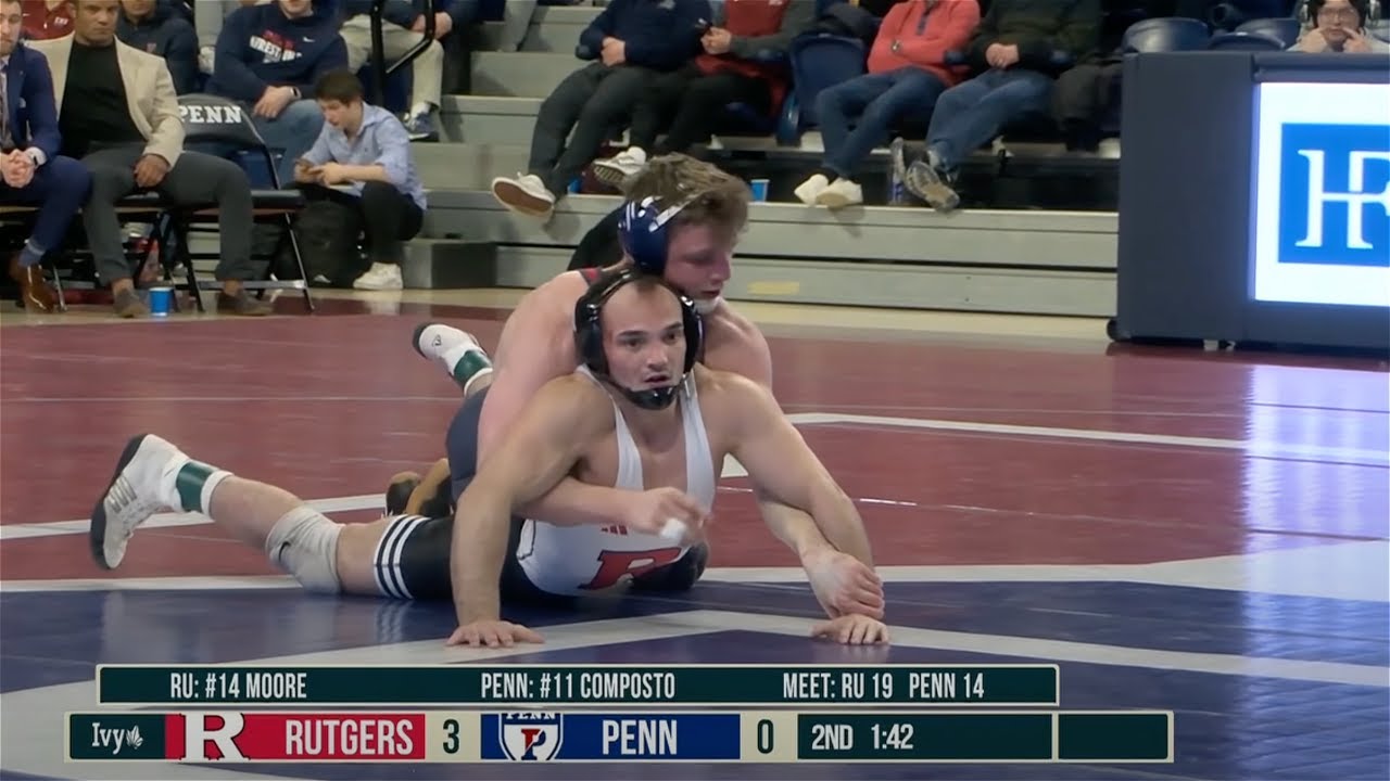 141lbs Mitch Moore (Rutgers) vs CJ Composto (Penn) - YouTube