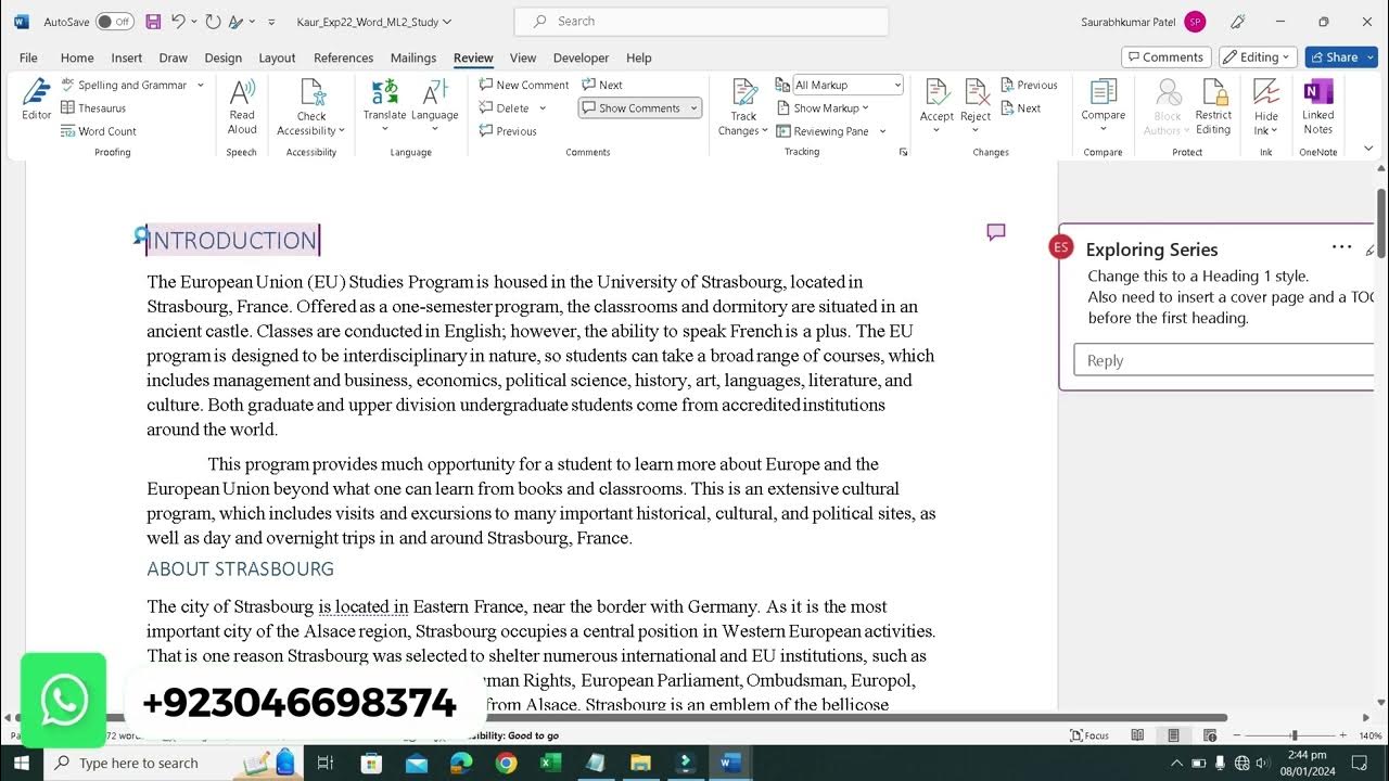 Exp22_Word_Ch04_ML2_Study | Exp22 Word Ch04 ML2 Study | Word Ch04 Mid ...