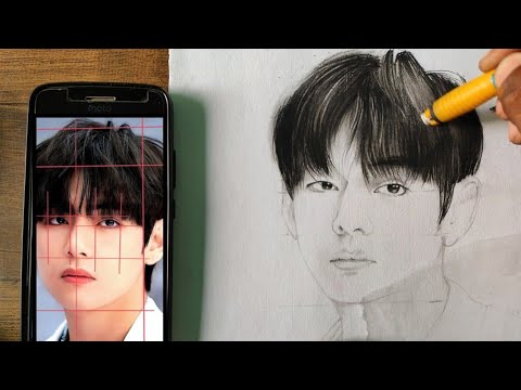 Kim Taehyung BTS pencil sketch in simple way | easy drawing of BTS kim ...