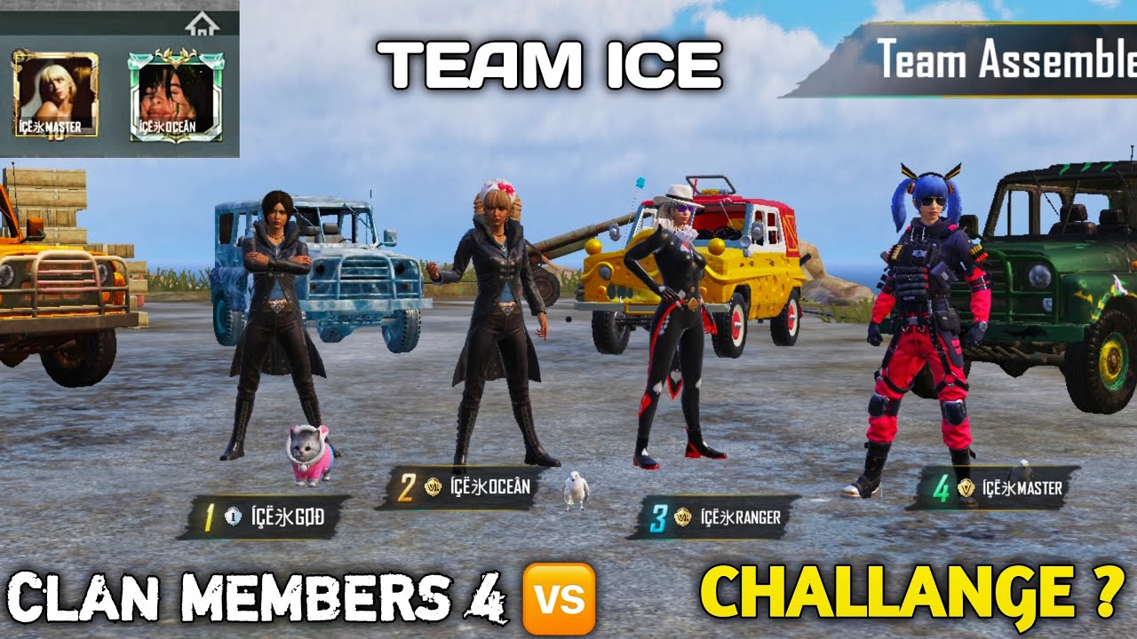 TEAM ICE ️ || CLAN MEMBERS INTENSE 4 🆚 4 || M4 ONLY || CHALLANGE ...