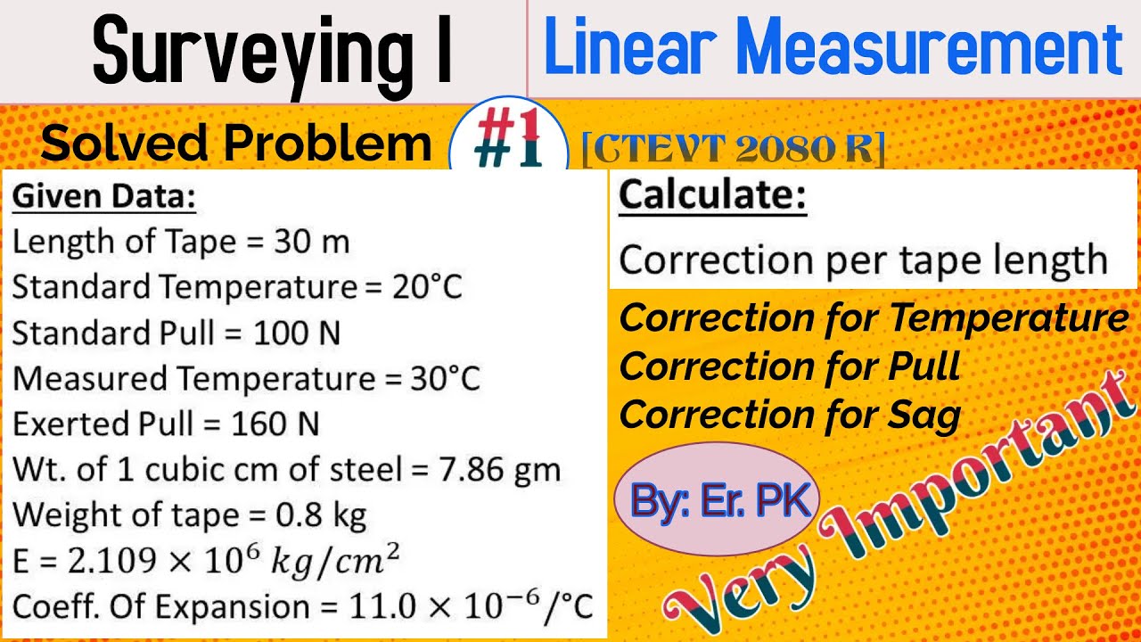 Surverying Numerical | Linear Measurement | Tape Correction ...
