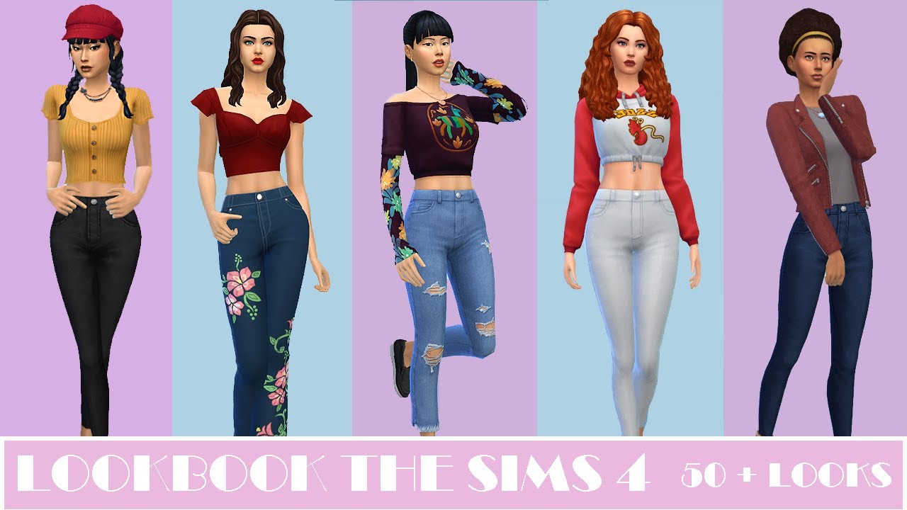 THE SIMS 4 LOOKBOOK (CAS) 👗👒 50 + LOOKS🎀👠 WITH BASEGAME OPTIONS 👗👒 NO ...