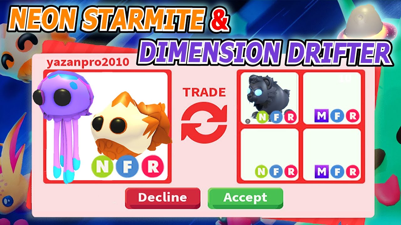 I TRADED *NEW* DIMENSION DRIFTER & NEON STARMITE 🔥 IN THE NEW ADOPT ME ...