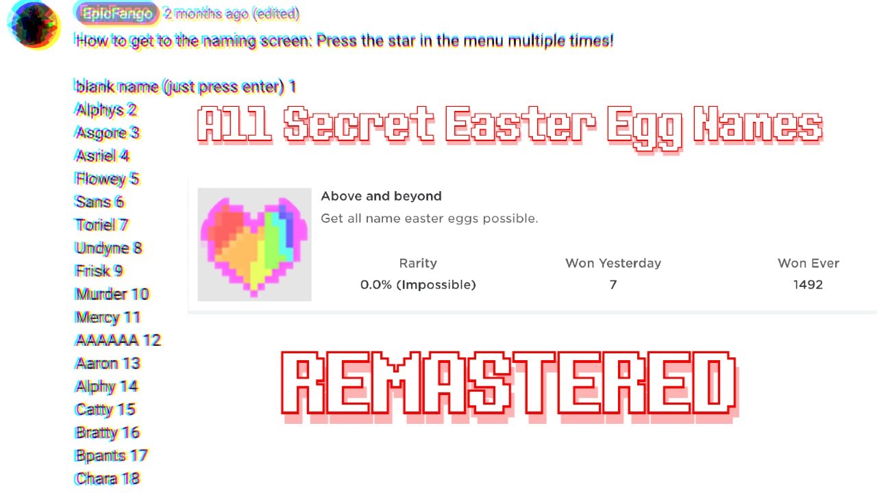 ALL NAME EASTER EGGS |REMASTERED| UTPR Roblox - YouTube