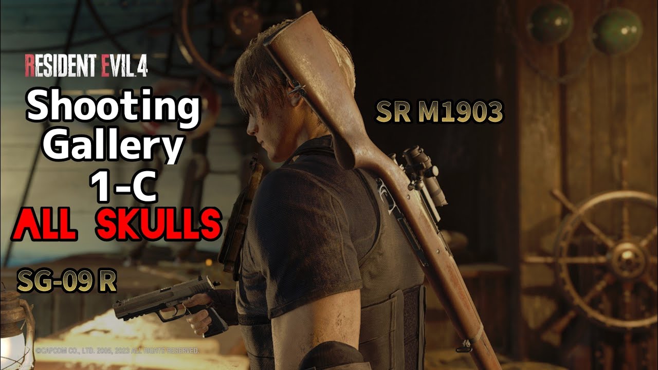 Resident Evil 4 Remake - Shooting Gallery 1-C (All Skulls) - YouTube