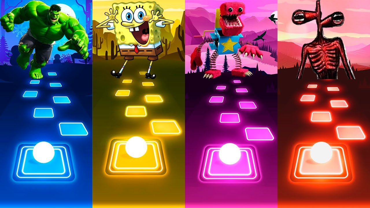 Hulk VS SpongeBob VS Boxy Boo VS Siren Head | Tiles Hop EDM Rush - YouTube