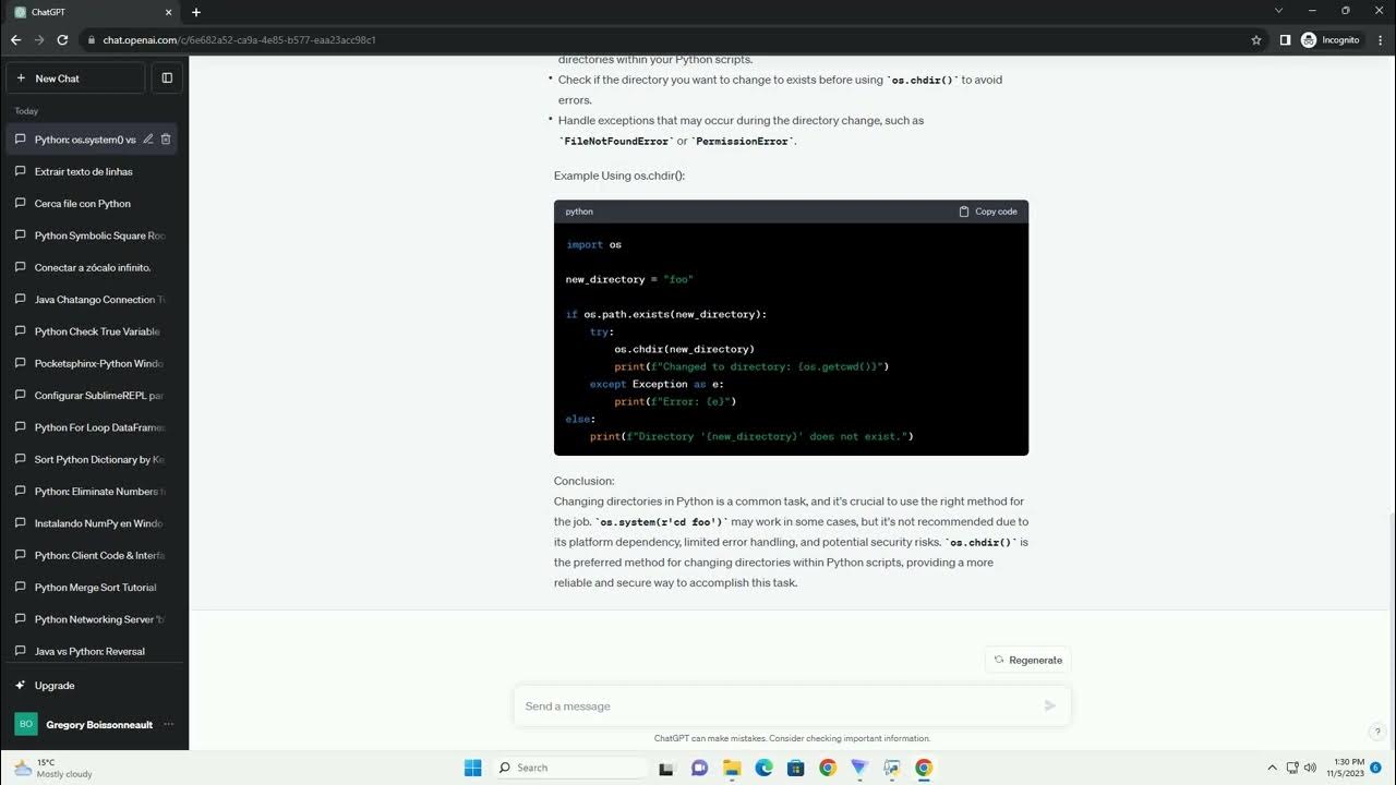 python os system r cd foo os chdir - YouTube