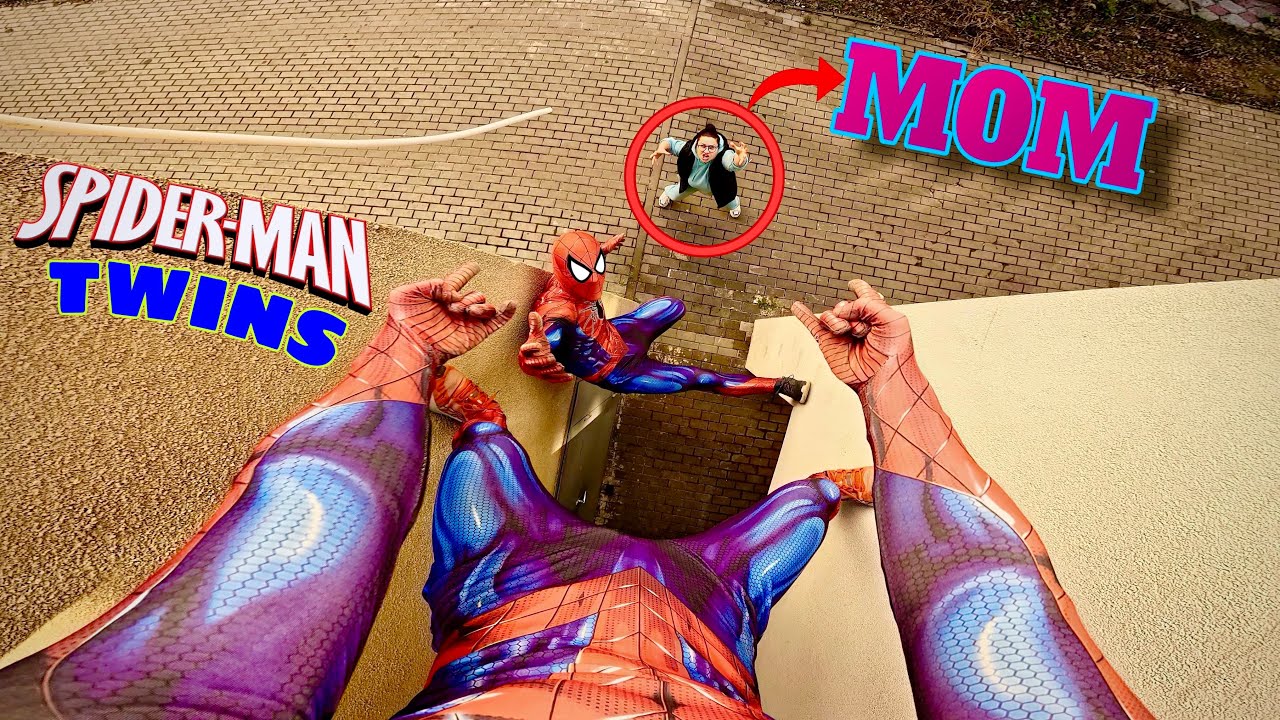 SPIDER-MAN TWINS ESCAPING ANGRY MOM (Funny ParkourPOV Comedy) - YouTube