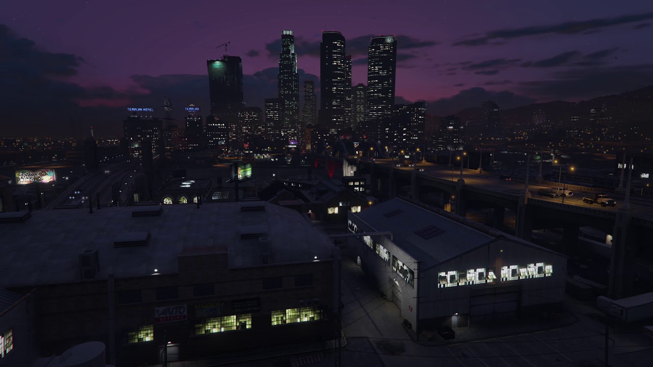 Ambient Evening City View | GTA V Los Santos (City Sounds | ASMR ...