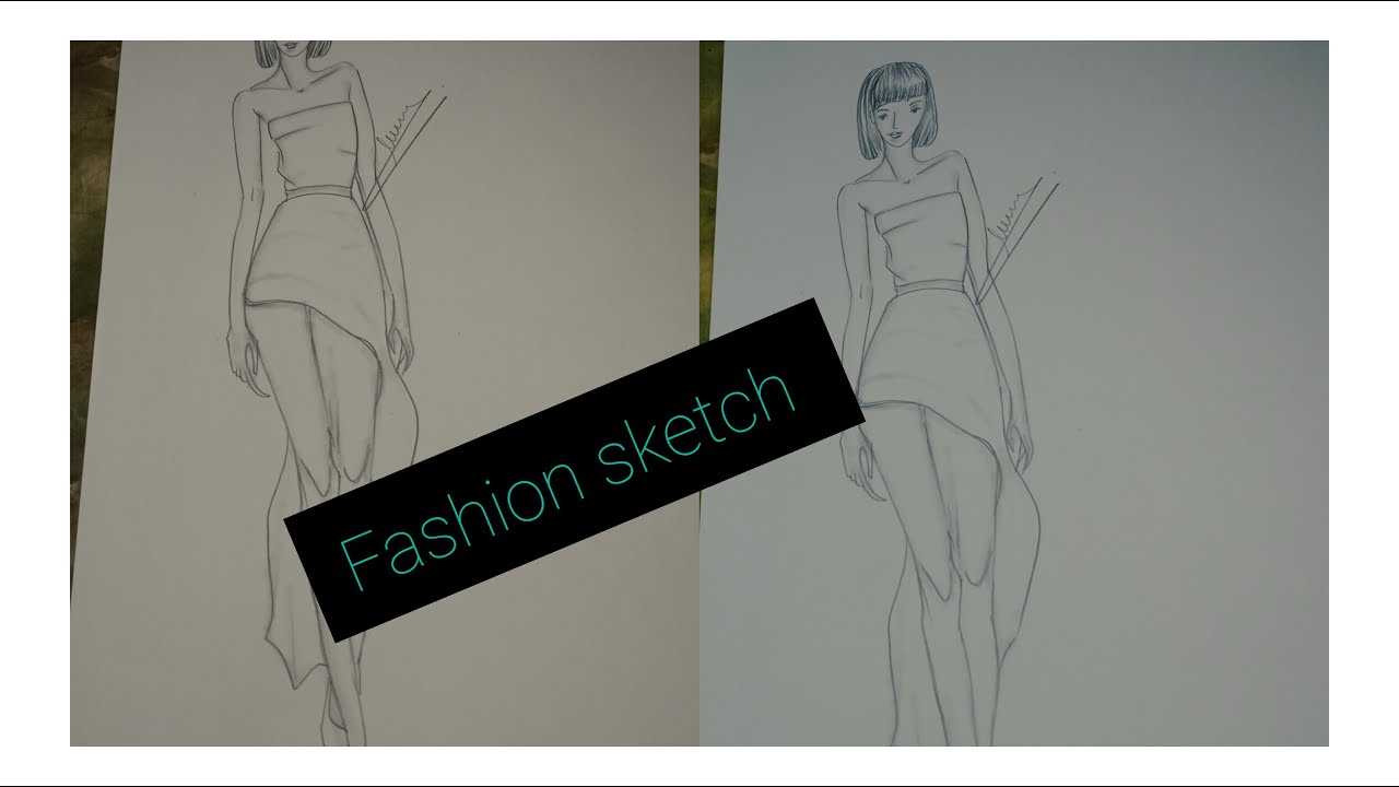 How to draw a fashion sketch||drawing a pretty sketch - YouTube