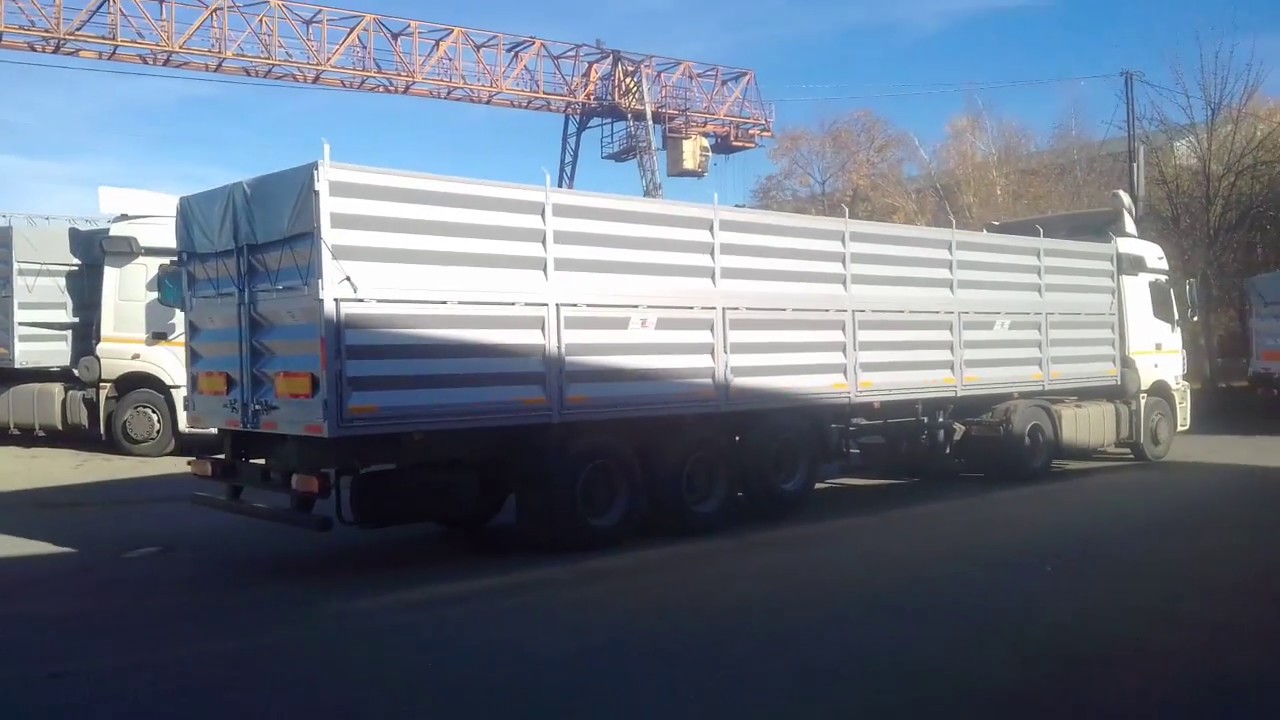 Облегченный полуприцеп зерновоз НЕФАЗ на пневмоподвеске SAF Intra - YouTube