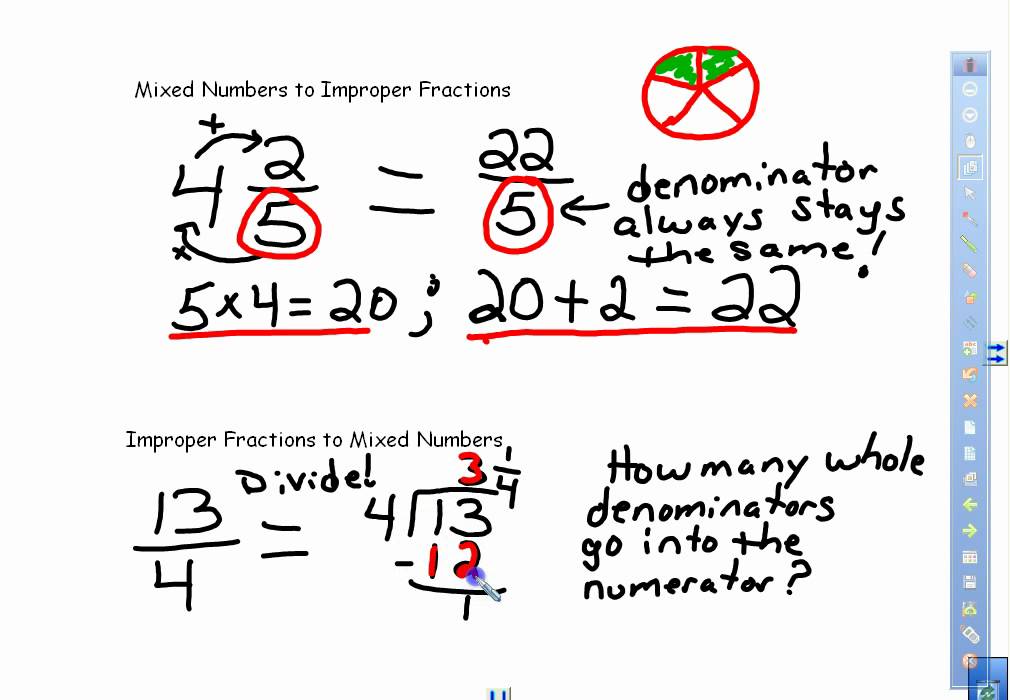 4 3 1 Mixed Numbers And Improper Fractions YouTube 4 3 1 Mixed Numbers And Improper Fractions YouTube