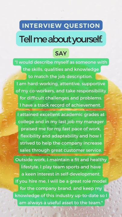 Job Interview Question Tell Me About Yourself Interviewanswers Jobinterview Interview