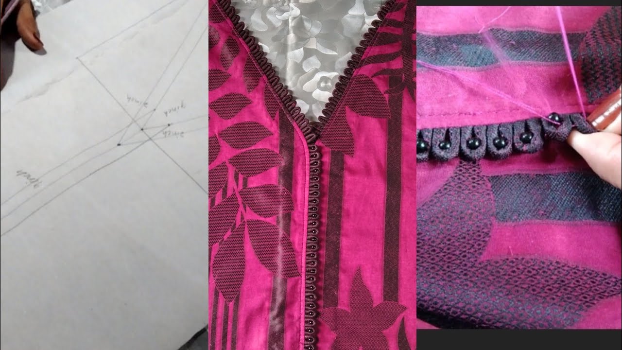 Beautiful V cut neck design with loops easy cutting and stitching by ...