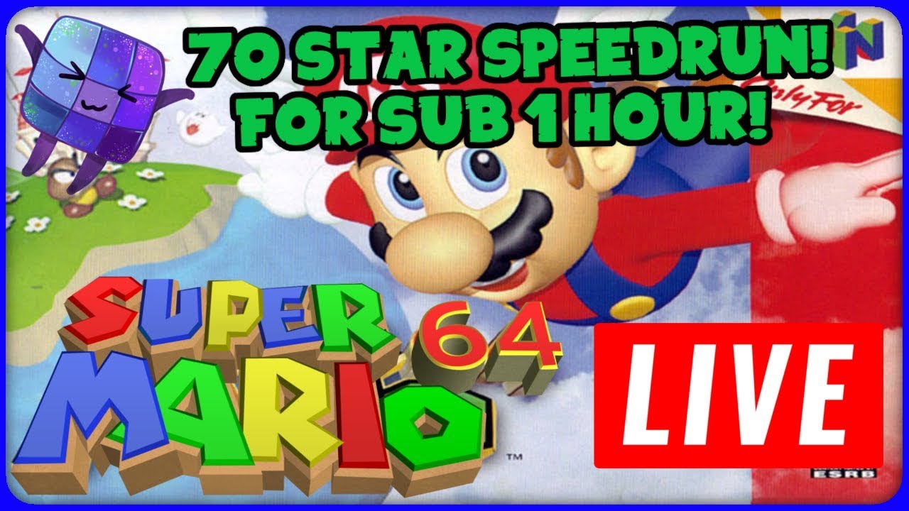 SUPER MARIO 64 70 Star SPEEDRUN! For Sub 1 hour! (English commentary ...
