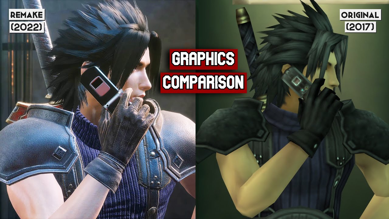 CRISIS CORE FINAL FANTASY VII REUNION GRAPHICS COMPARISON ORIGINAL 2007 ...