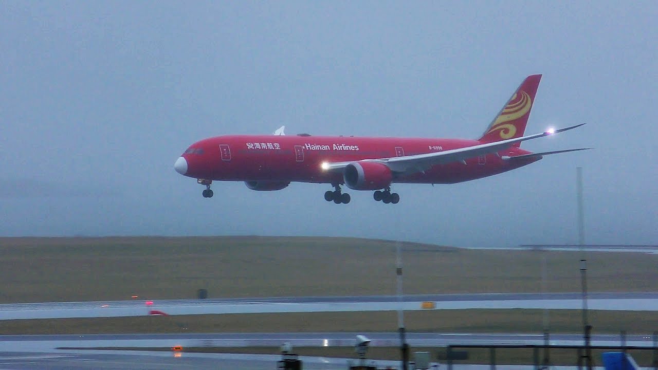 [4k] Rainy and Windy Boston Logan Airport plane spotting. Plus Hainan ...
