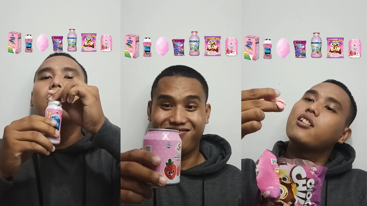 ASMR Food Eating ALL PINK SNACKS - YouTube