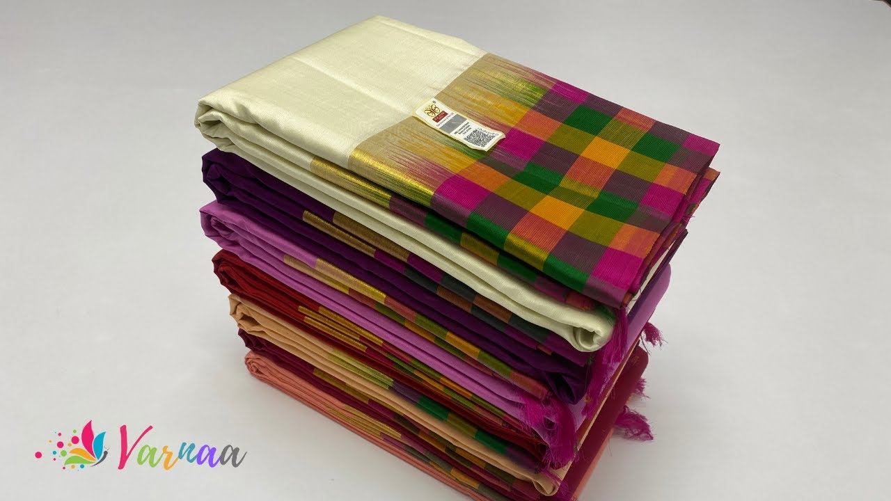 Kanjipuram pure silk sarees | multicolor checked border | handloom made ...