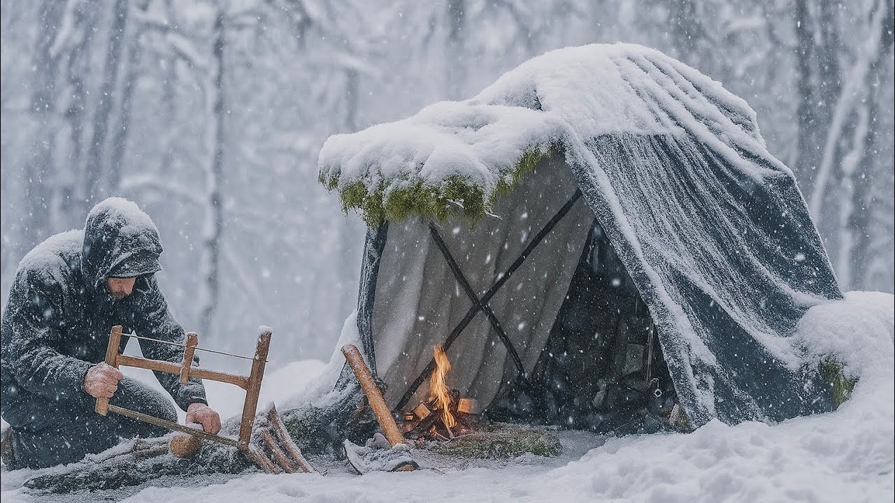 Survival Challenge in Snowstorm and Blizzard -19 °C Alone in the Deep ...