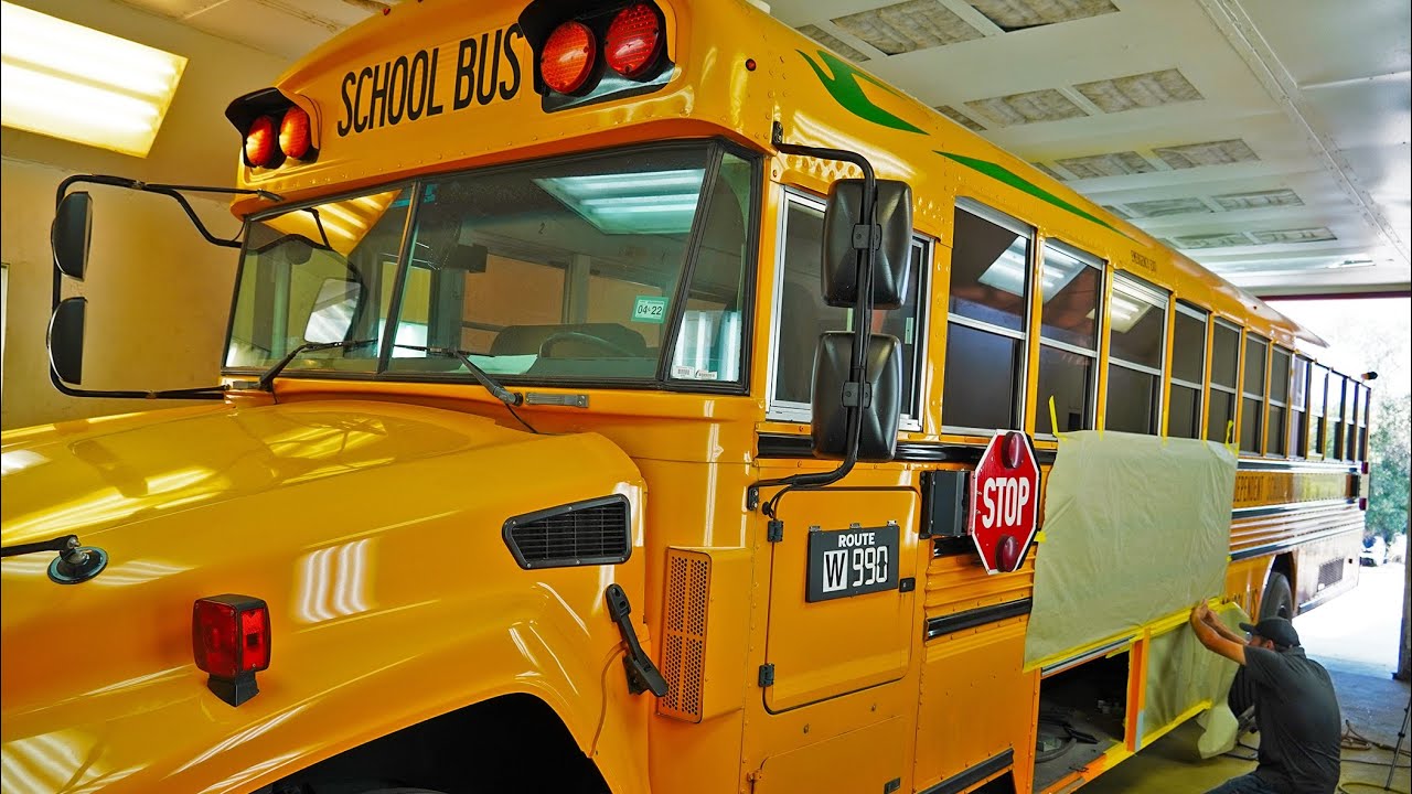 Satisfying Professional Paint Job On A School Bus By High Gear ...