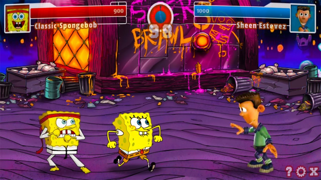 Super Brawl Showdown - Spongebob Squarepants Teams vs Sheen Estevez - YouTube