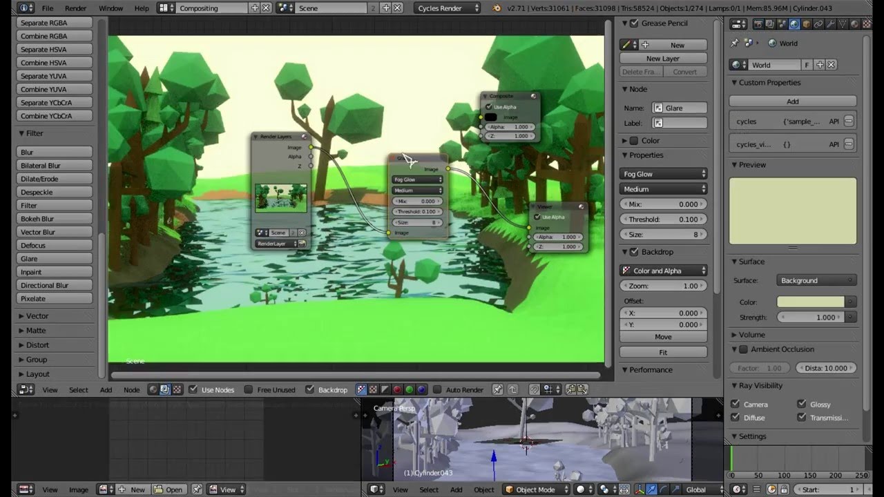 #4 Blender speed art: " Low poly pond " - YouTube