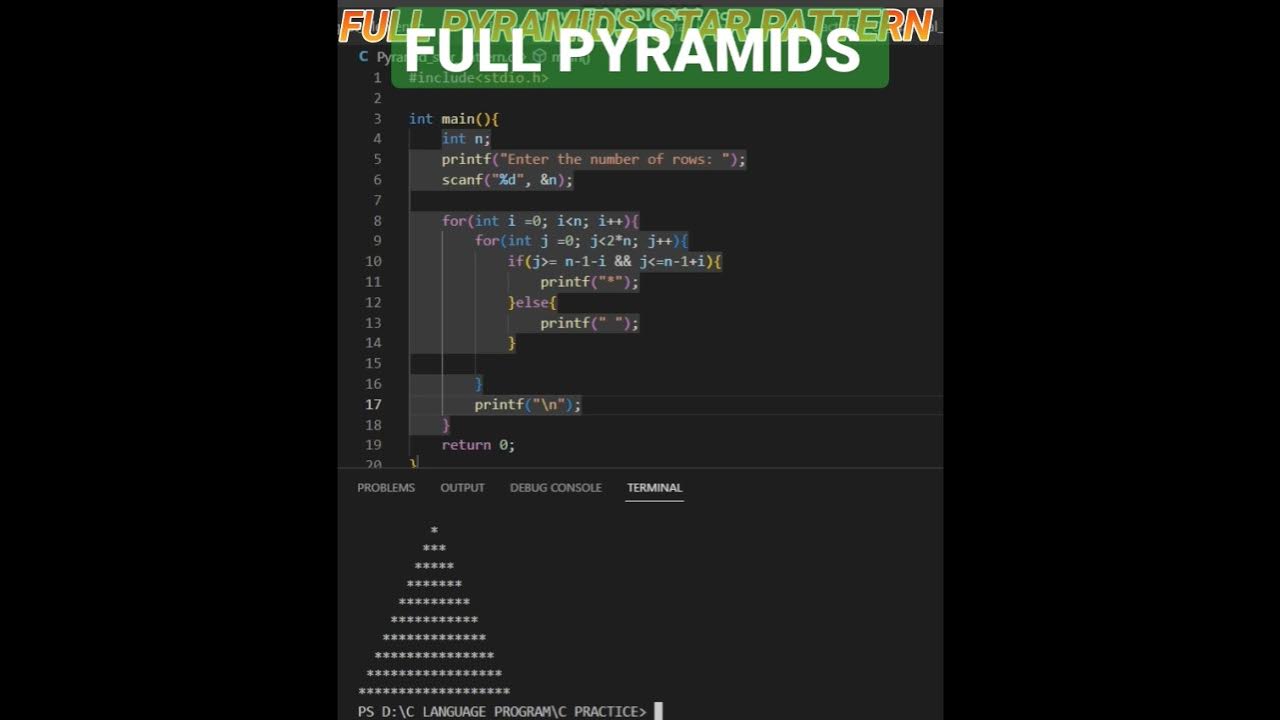 Full Pyramid In C Language How To Print Pyramids In C Language