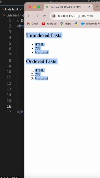 How to create HTML Lists ? #code #html #programming #coding #youtubeshorts - YouTube