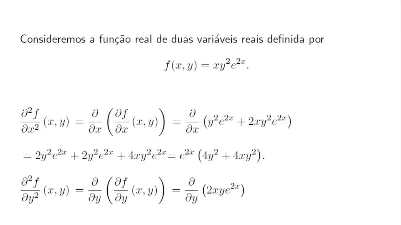 Funções Reais De Várias Variáveis Reais Derivadas Parciais De Ordem 2