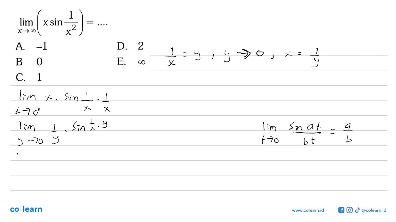 lim x->tak hingga (x sin1/(x^2)= - YouTube
