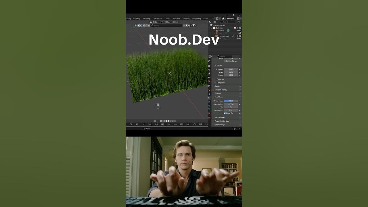Noob vs Pro gamedev: creating grass #blendertutorial #blender #blendercommunity #blender3d #b3d ...