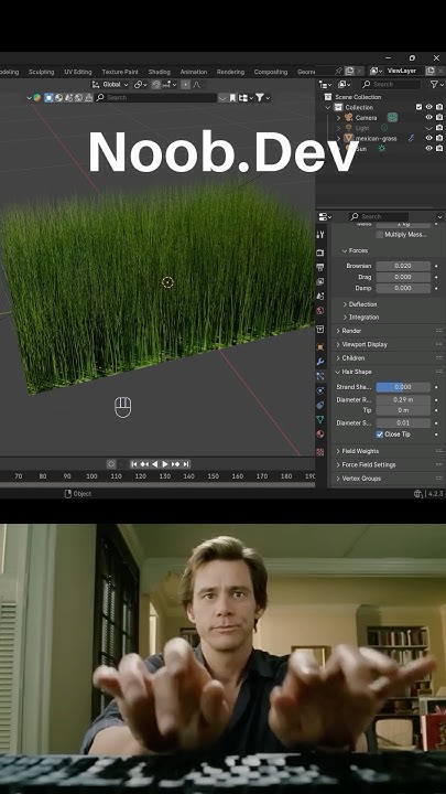Noob vs Pro gamedev: creating grass #blendertutorial #blender #blendercommunity #blender3d #b3d ...