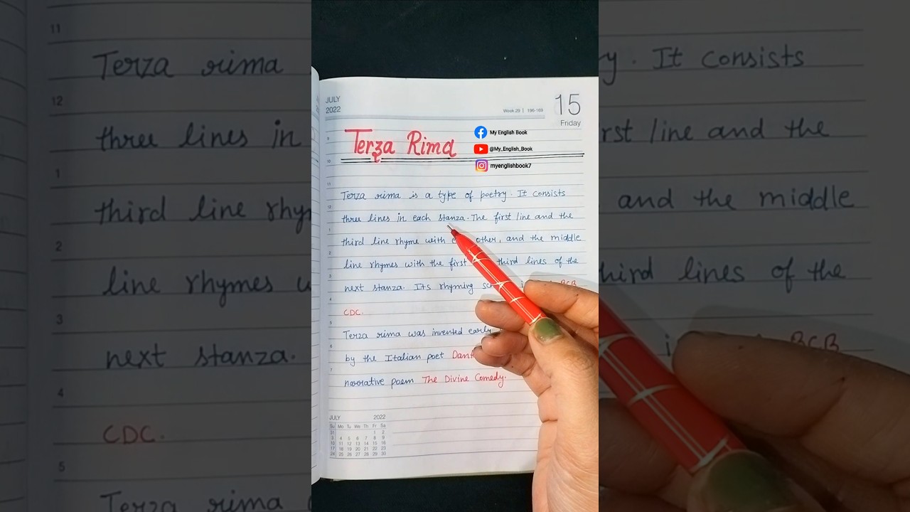 What is Terza Rima ? Terza Rima | English Literature | Terza Rima kya ...