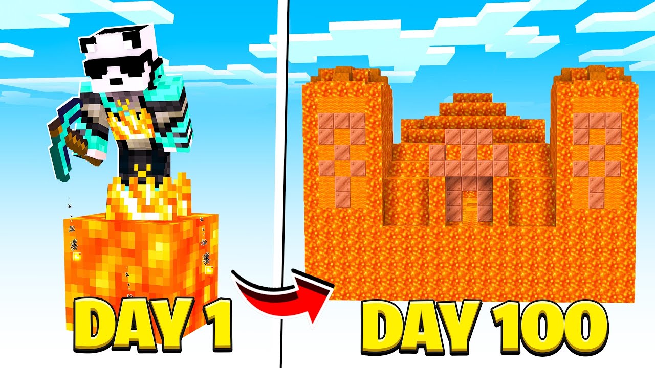 I Survived 100 Days on ONE LAVA BLOCK in Minecraft - YouTube