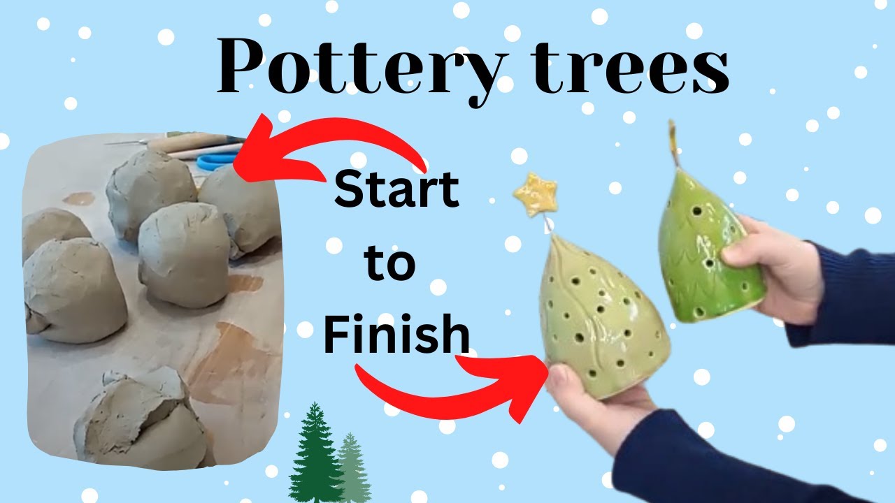 Pottery Christmas trees start to finish- full process - YouTube