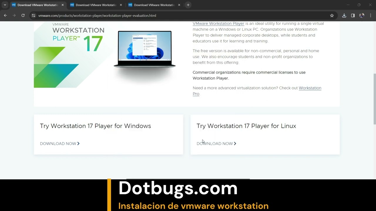 Descarga e Instalacion vmware workstation player
