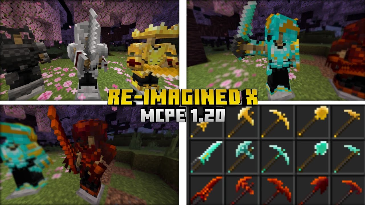 Weapons & Armor Re-Imagined Texture Pack MCPE 1.20 - YouTube